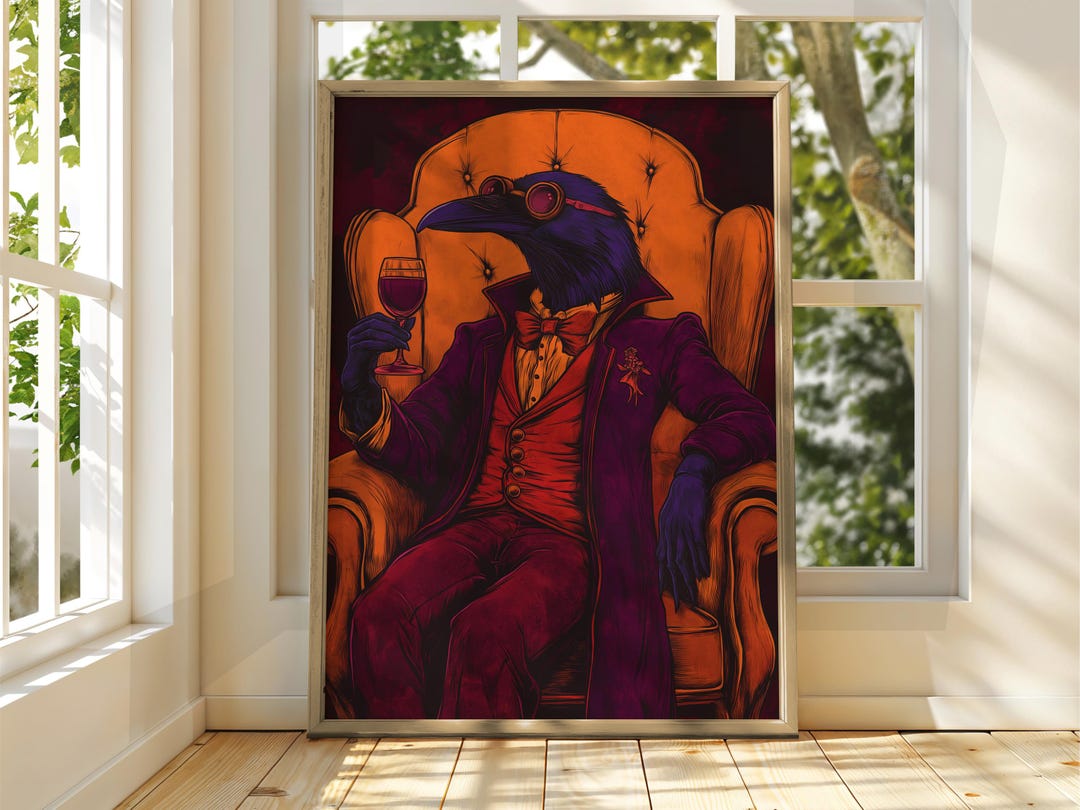 Raven Whiskey Art Print: Funny Animal Illustration - Etsy