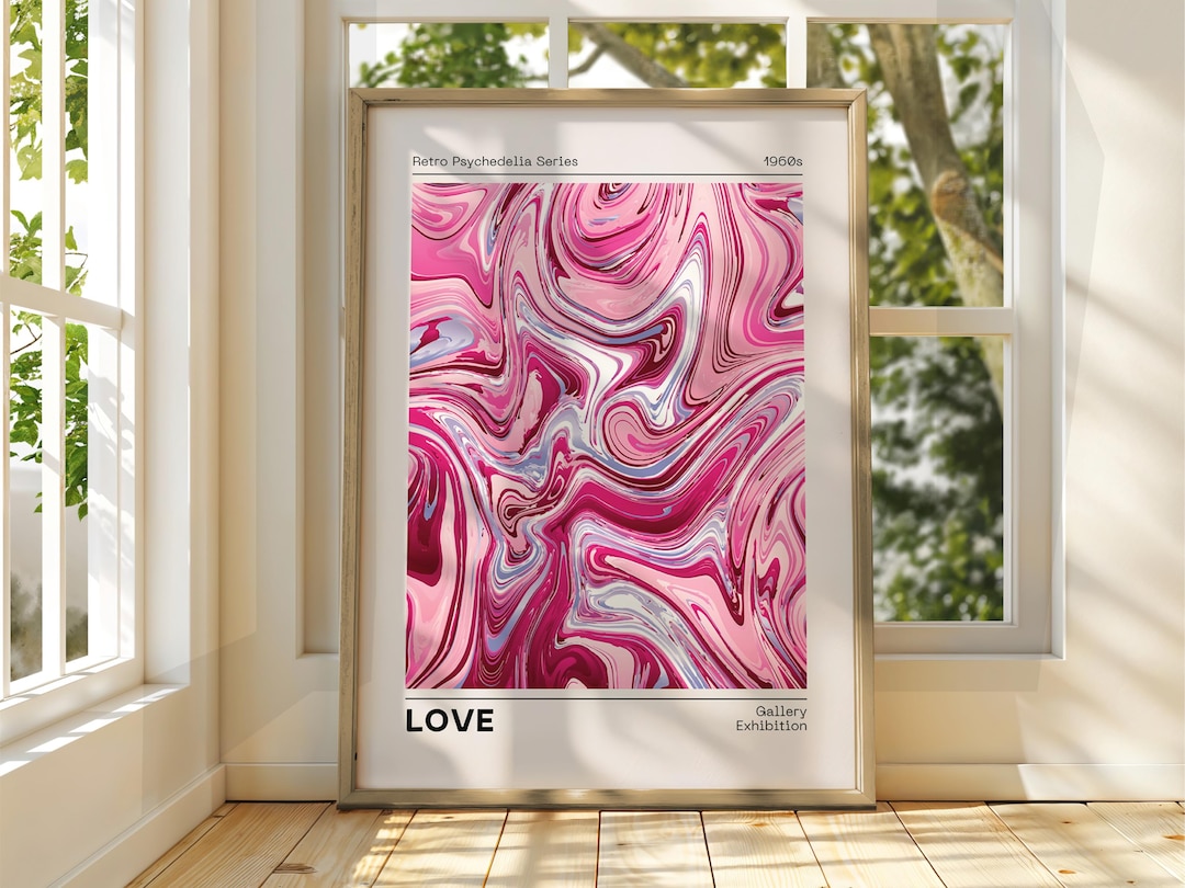 Love Poster: Pink Psychedelic Swirl Art Print - Etsy