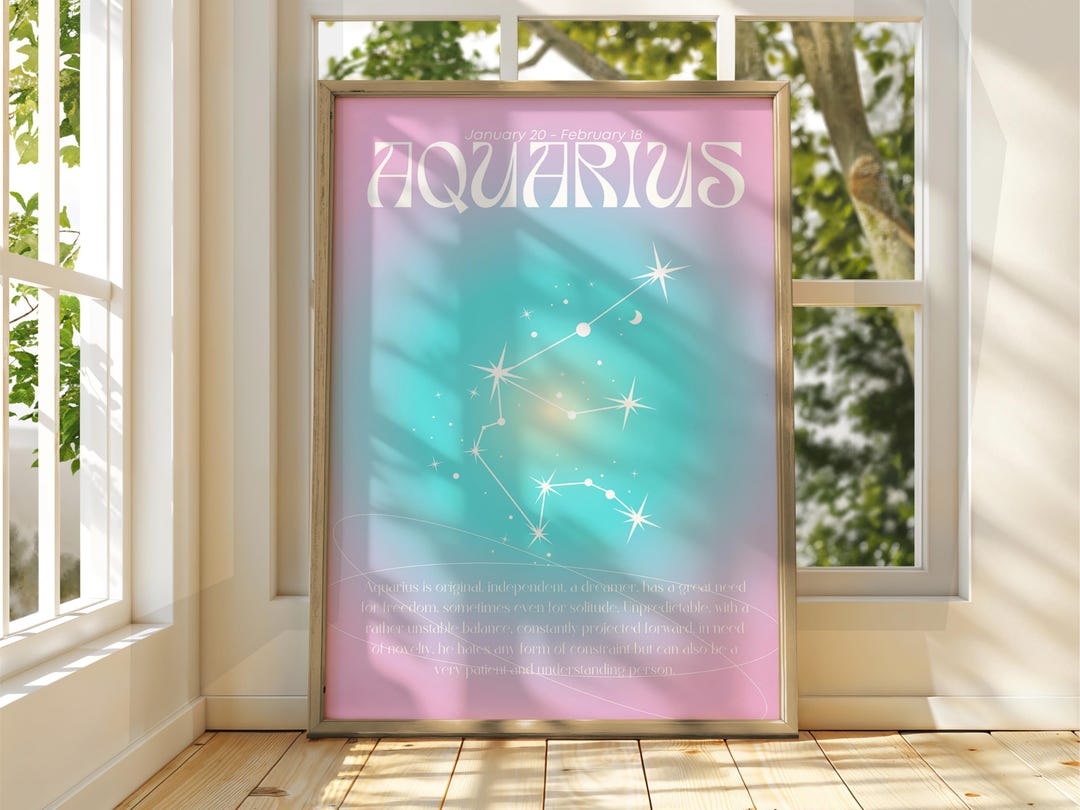 Aquarius Star Sign Poster: Glossy Zodiac Wall Art - Etsy