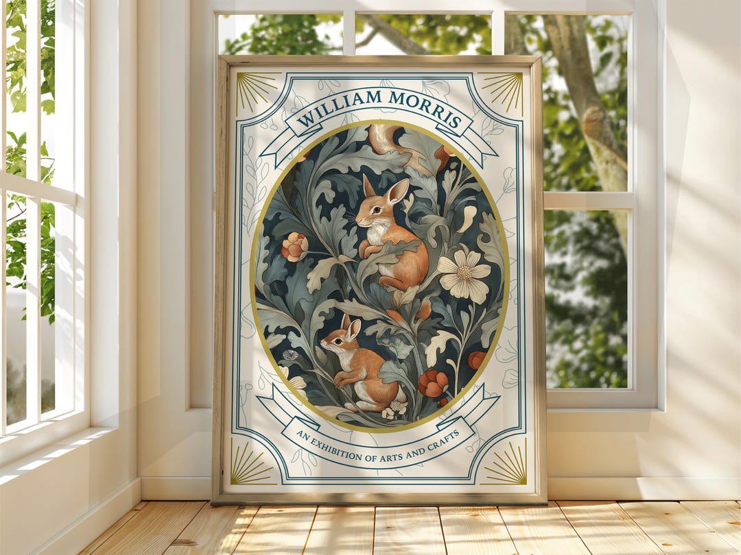 William Morris Rabbit Print – Floral Exhibition Poster - Etsy