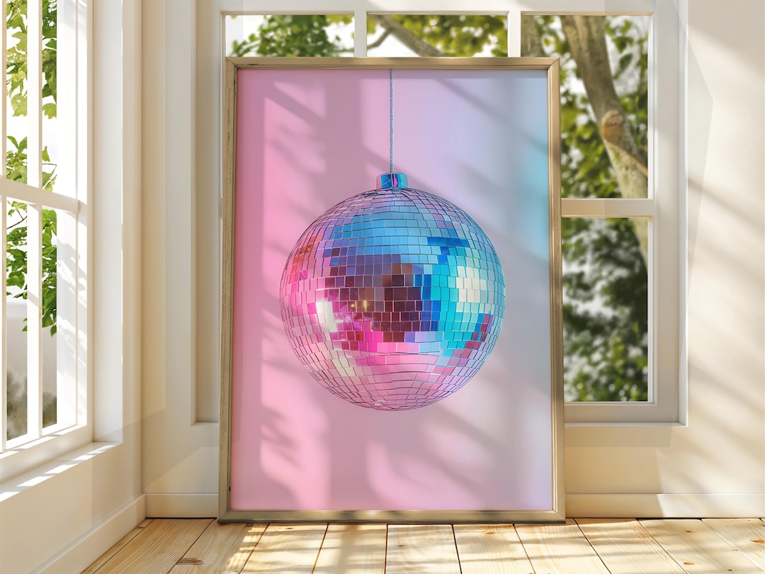Rainbow Disco Ball Art Poster - Disco Ball Print - Good Vibes Print ...