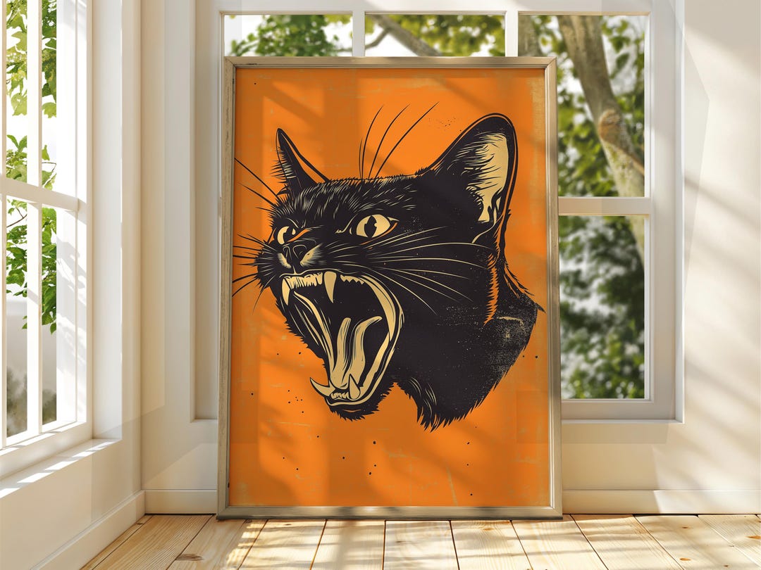 Angry Orange Cat Poster - Cat Wall Art - Cat Illustration - Fun Wall ...