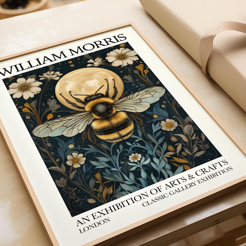 William Morris Style Bumble Bee Poster - Exhibition Poster - Gallery ...