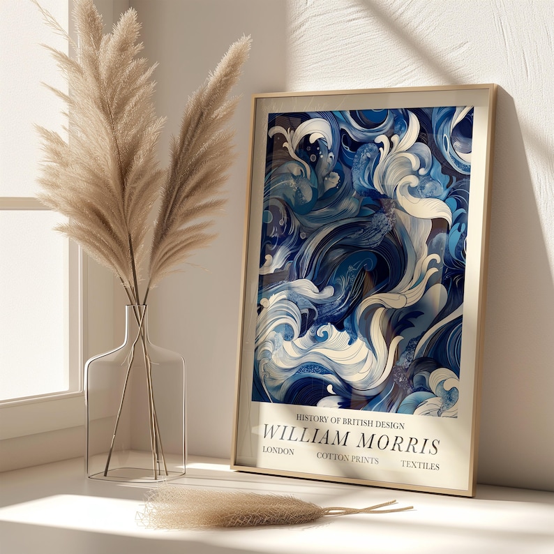 William Morris Style Wave Poster - Exhibition Poster - Gallery Print ...