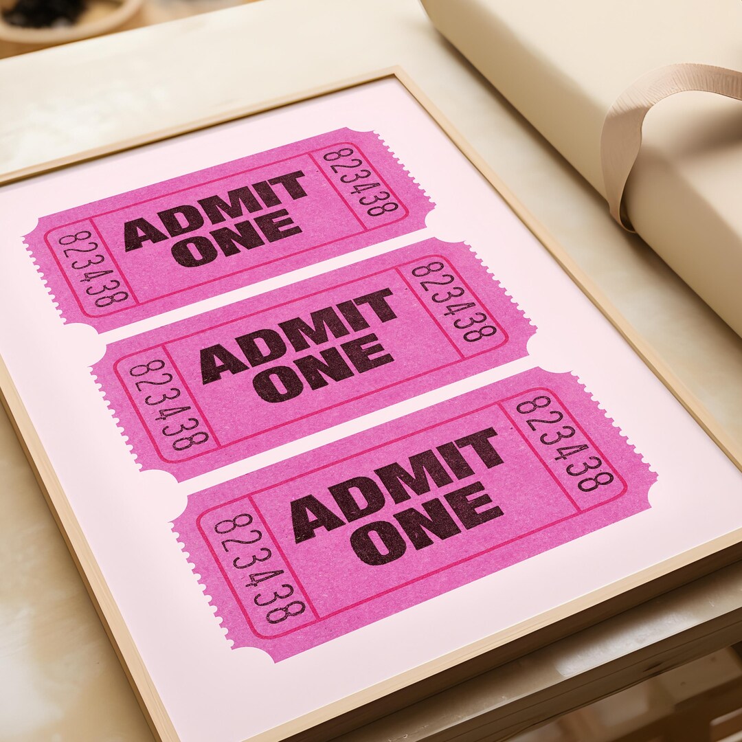 Admit One Cinema Stub Poster - Trendy Retro Decor - Movie Ticket Print ...