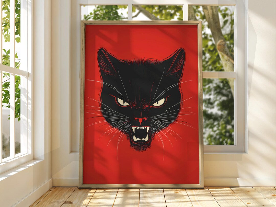 Angry Red Cat Poster - Cat Wall Art - Cat Illustration - Fun Wall Art ...