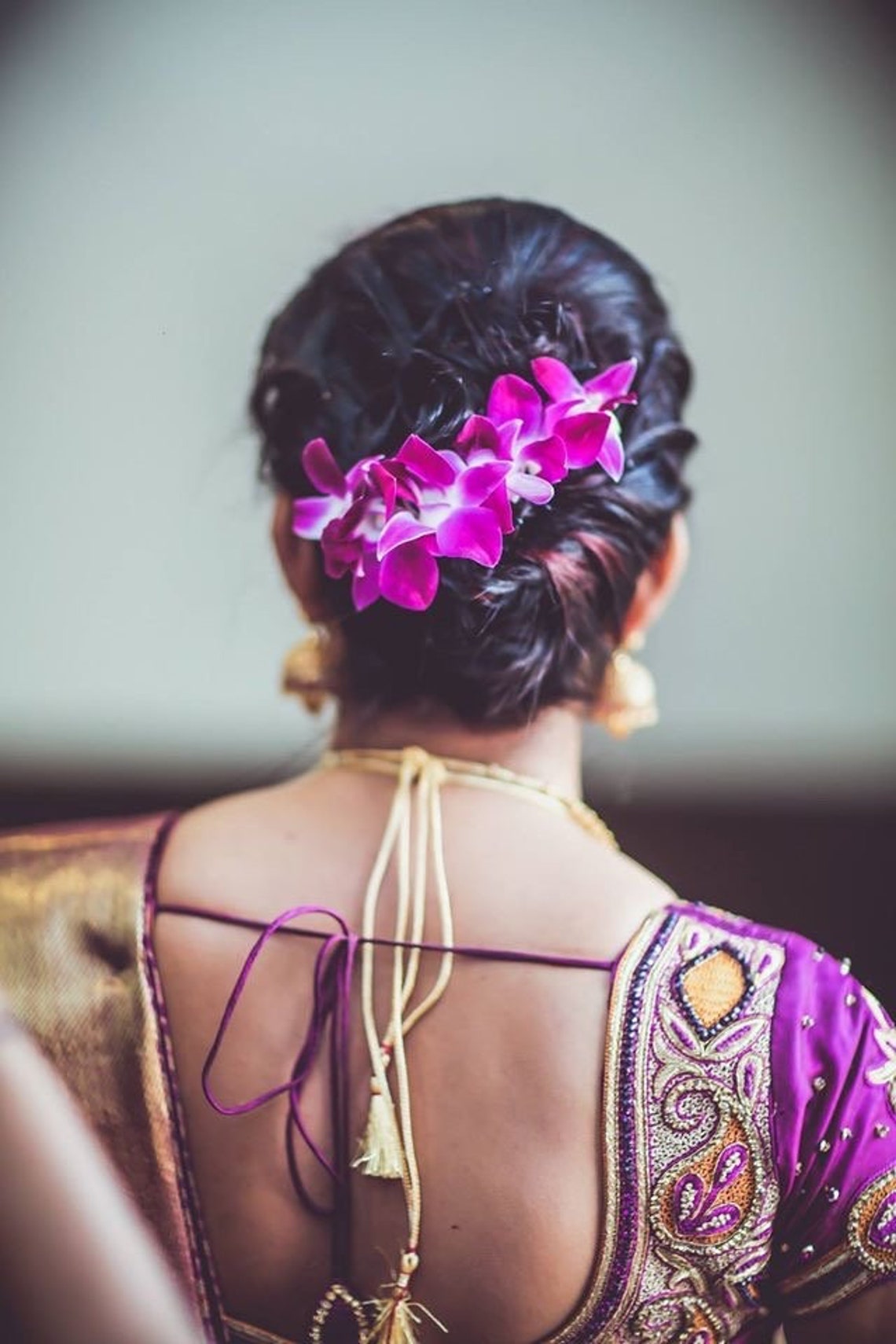 Orchid Flowers Juda Gajra/ Purple Hair Gajra/ Indian Hair Accessories ...