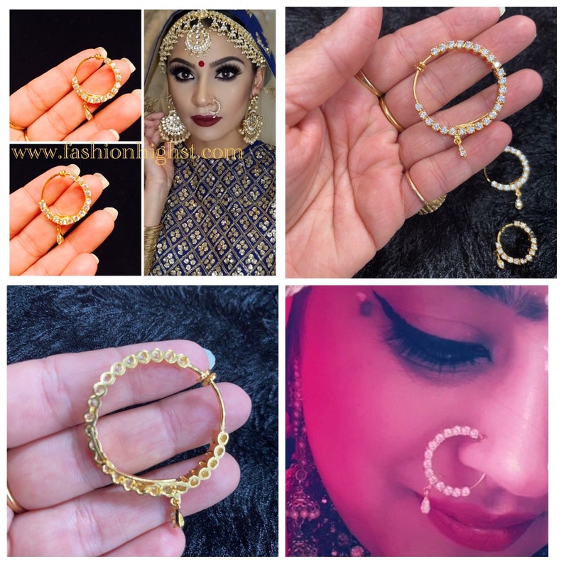 Stone Clipon Nose Ring/ Indian Nose Pin/ Wedding Bridal Nose Clip ...