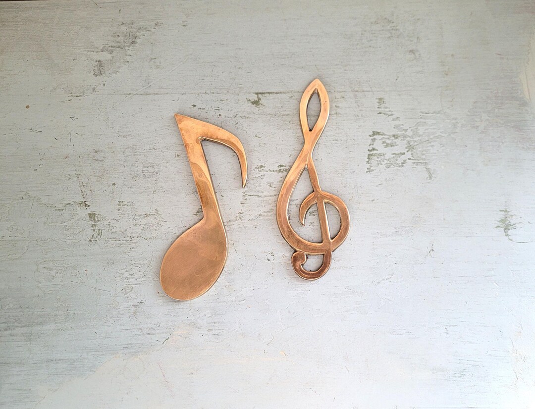 Vintage Solid Brass Music Notes Wall Decor - Etsy