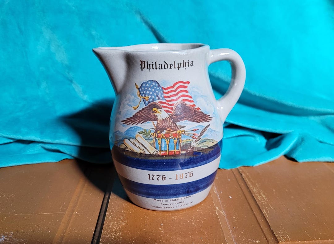 Vintage Patriotic Pottery Pitcher Made in Philadelphia - Etsy