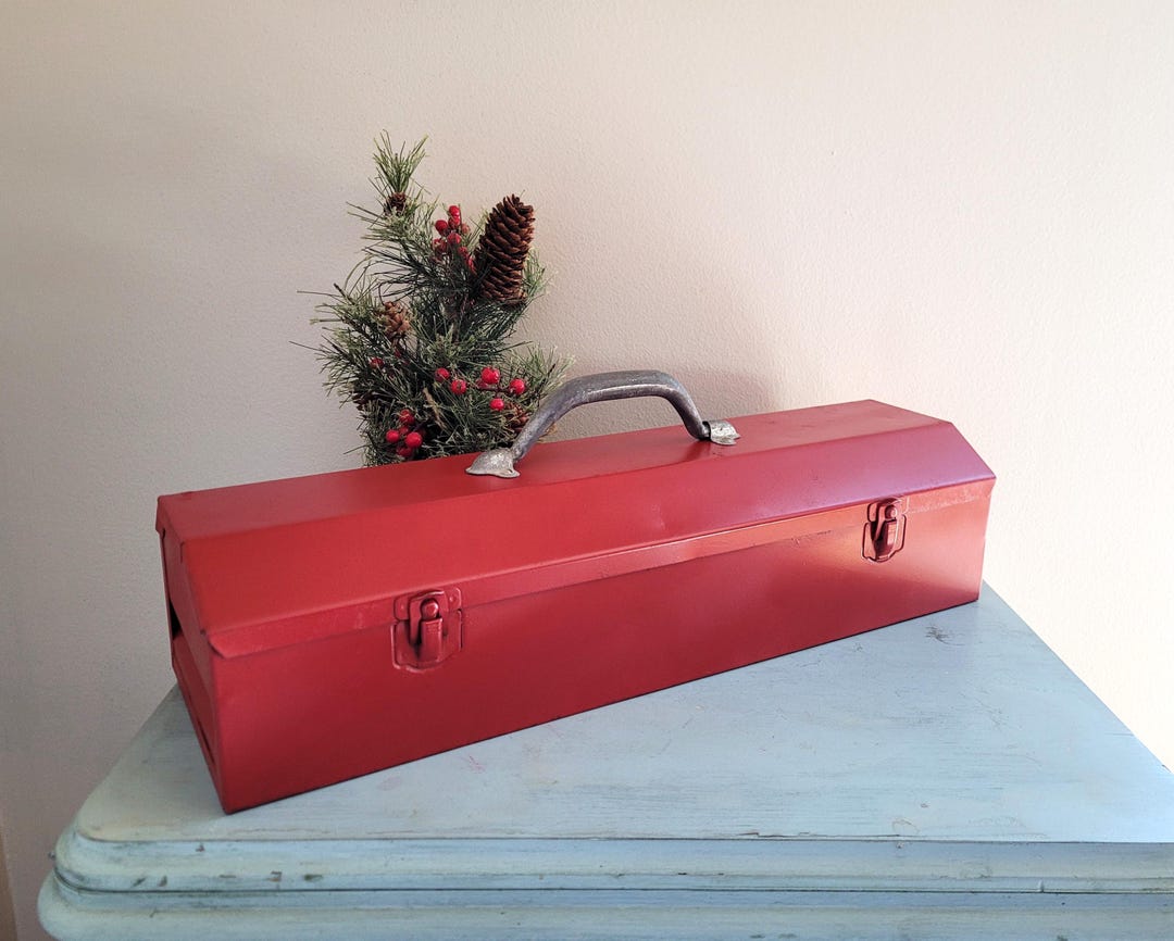 Vintage Nielsen Howe Red Metal Toolbox With Tray Tote - Etsy