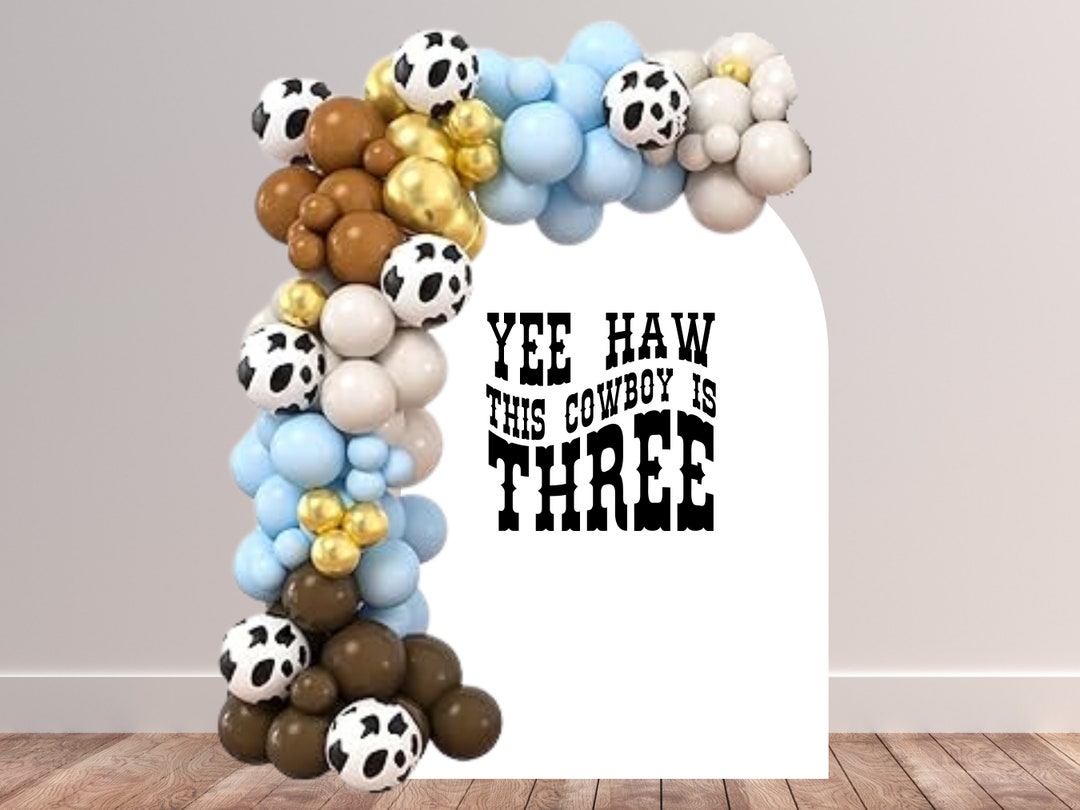 Yeehaw Cowboy Birthday Backdrop Yeehaw This Cowboy is Three Birthday ...