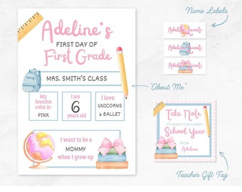 Boys' Back to School Printable Template Bundle: Editable First Day of ...