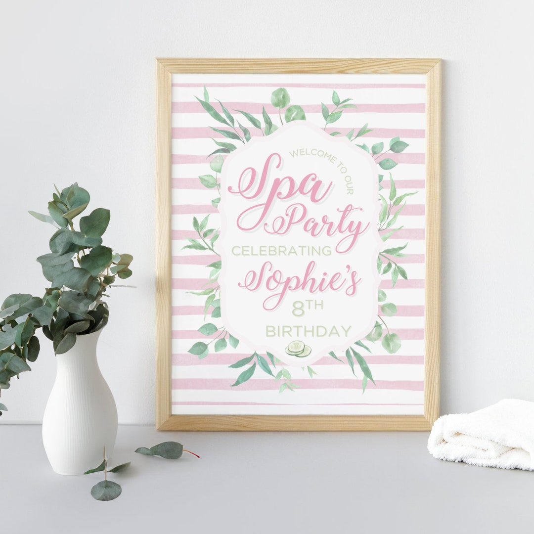 Spa Party Welcome Sign, Girl Birthday Party Sign, Pamper Party Welcome ...