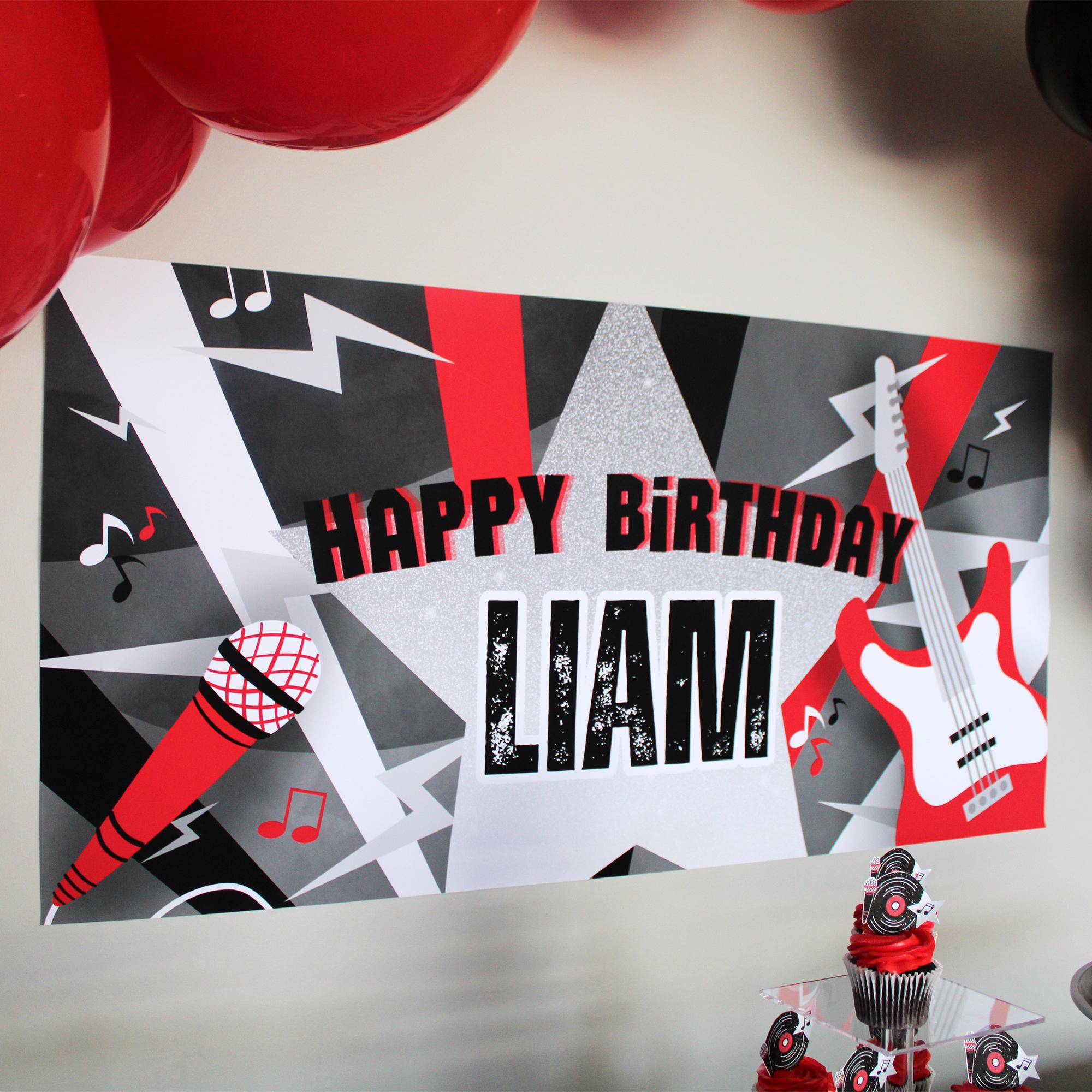 Rock and Roll Birthday Party Banner, Rockstar Party Banner ...