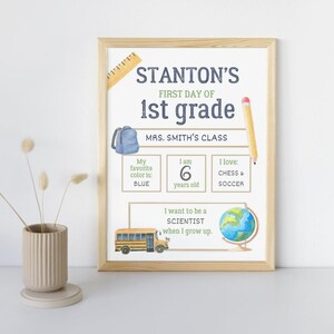 Boys' Back to School Printable Template Bundle: Editable First Day of ...