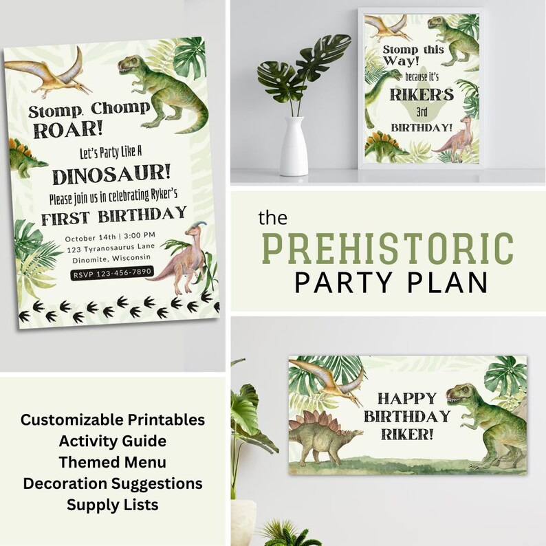Digital Party Plan - Prehistoric Dinosaur Party Kit - Activity Guide ...