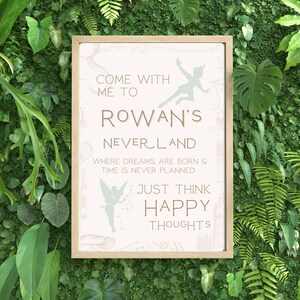Never Grow up Birthday Welcome Sign, Neverland Party Welcome Poster ...