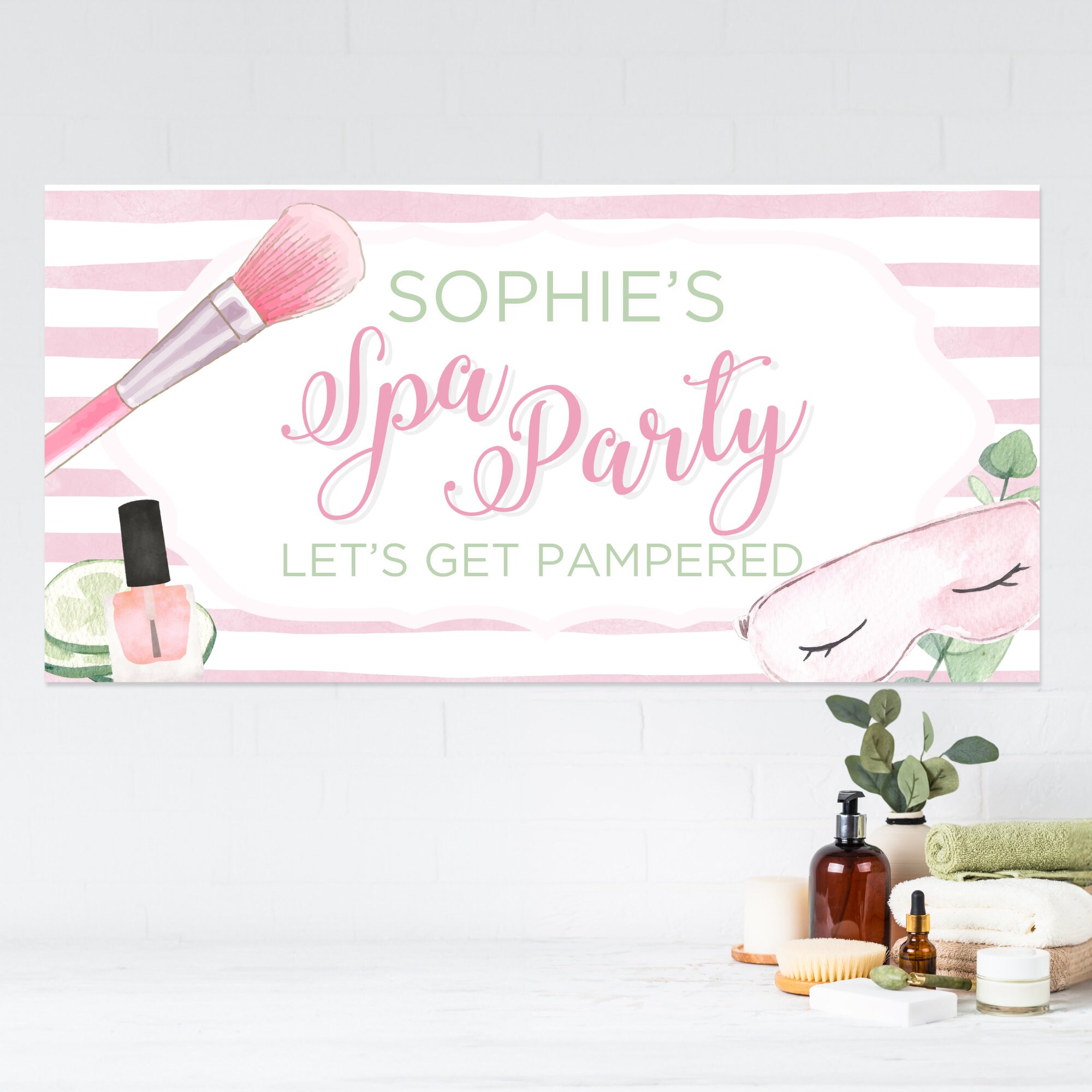 Spa Birthday Party Banner, Pamper Party Banner, Customizable Party ...