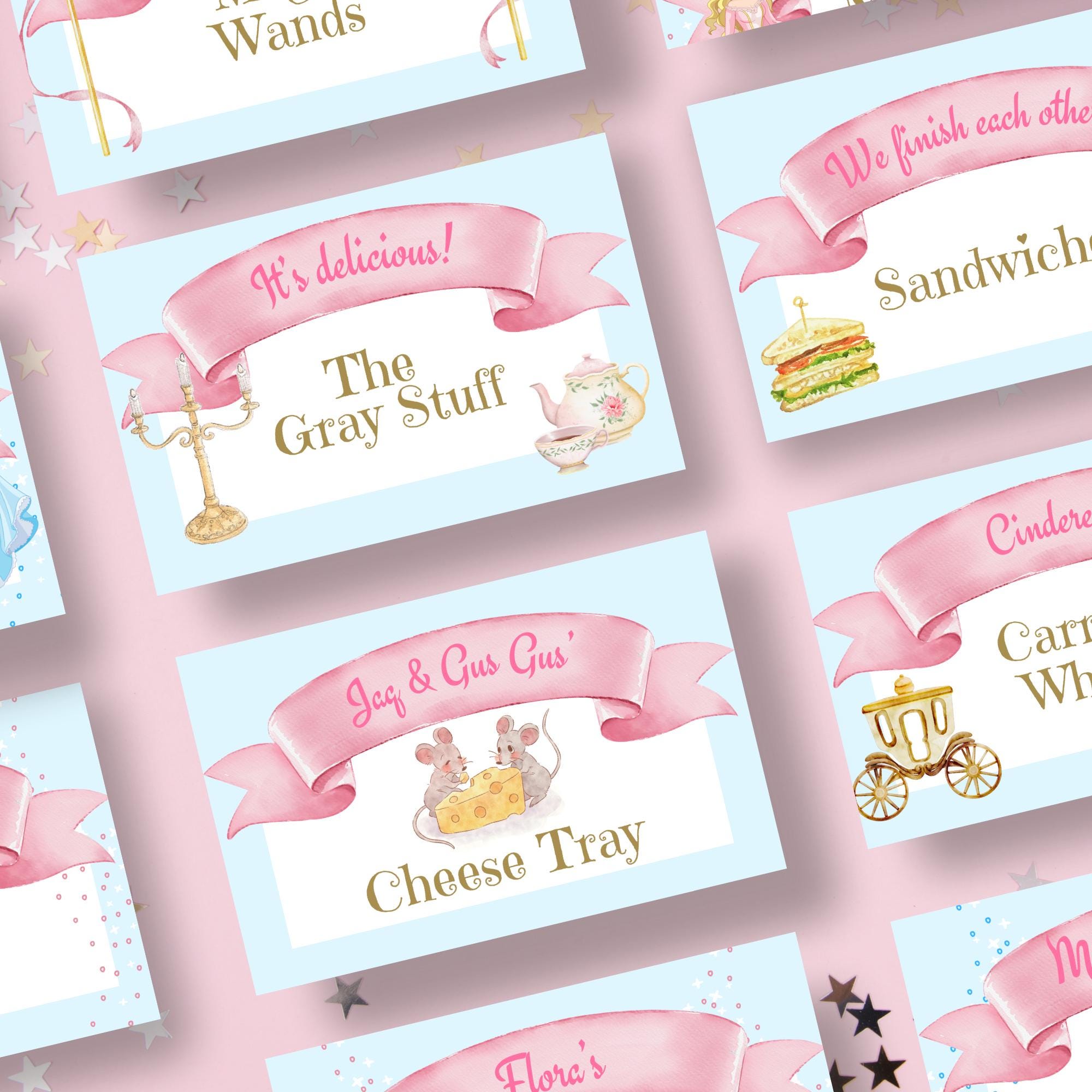 Princess Party Food Tent Cards With Menu Plan - Grocery List, Recipes ...