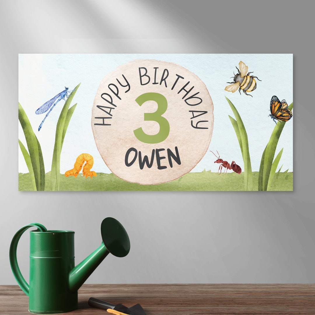 Bug Birthday Bash Banner, Bug Party Sign, Customizable Paper Banners - Etsy