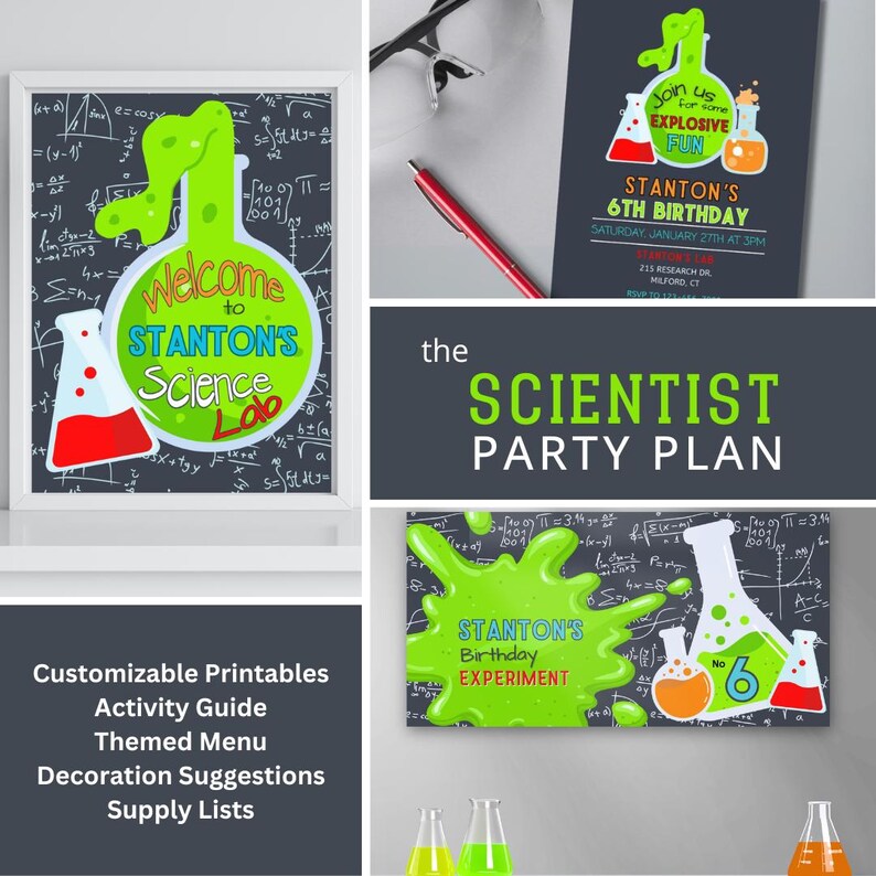 Digital Party Plan Science Party Kit Activity Guide Printable Template ...