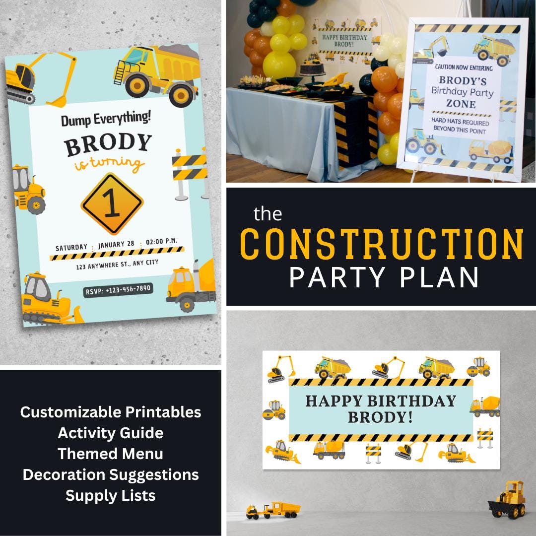 Digital Party Plan - Construction Party Kit - Activity Guide ...