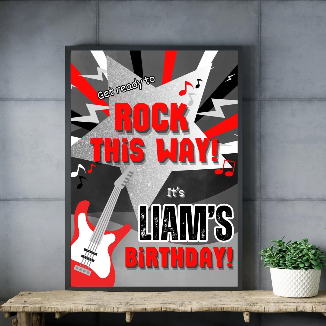 Rock and Roll Celebration Welcome Sign, Rockstar Party Welcome Poster ...