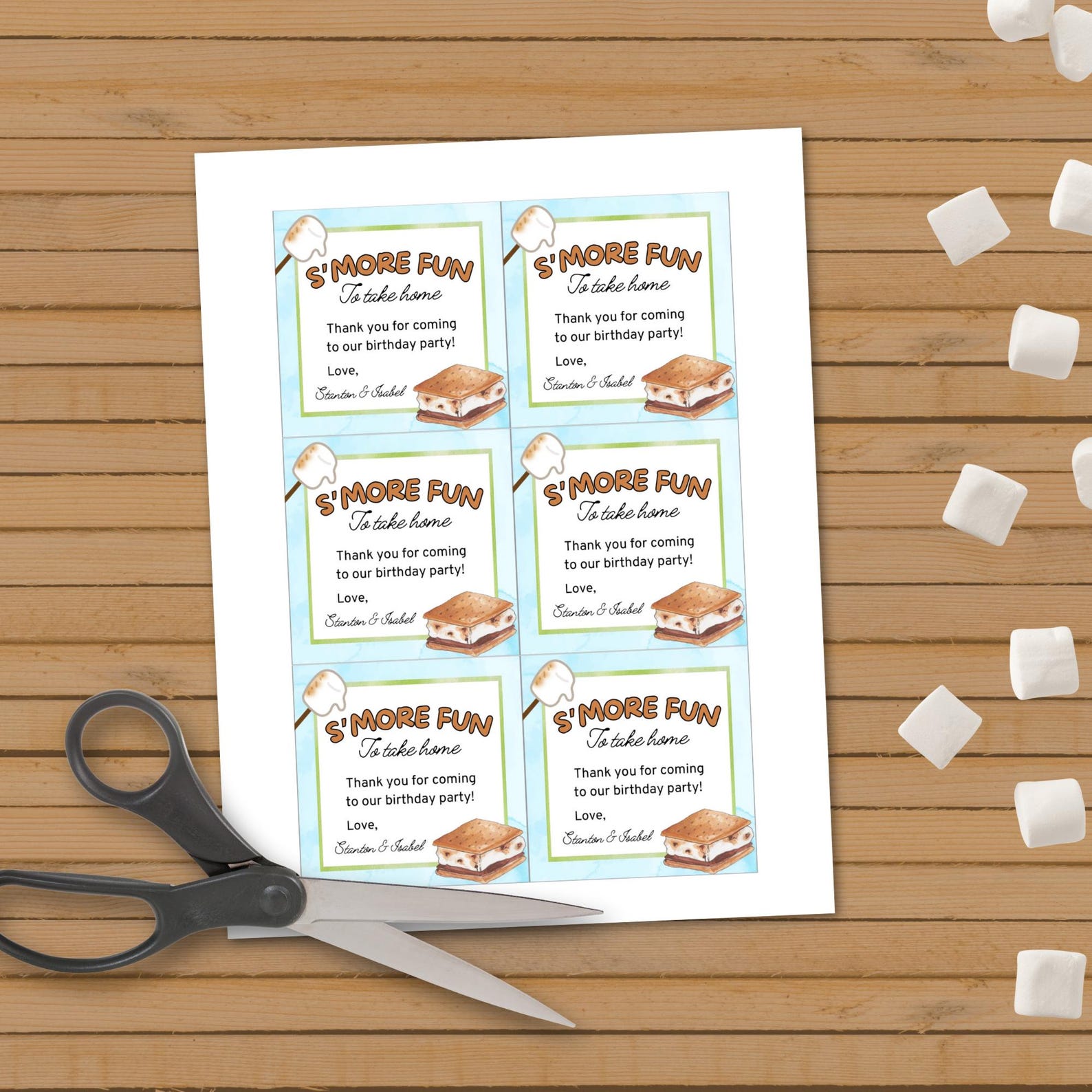 Editable S'mores Gift Tag Template - "s'more Fun" Thank You Card ...