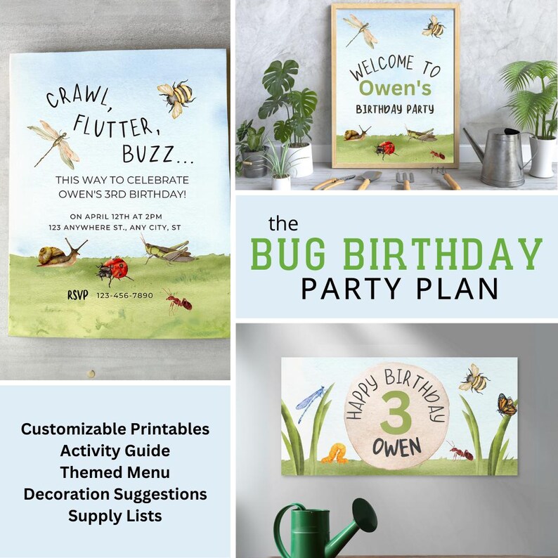 Digital Party Plan - Bug Birthday Party Kit - Activity Guide ...