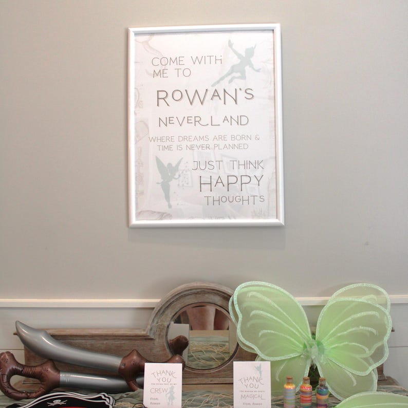 Never Grow up Birthday Welcome Sign, Neverland Party Welcome Poster ...