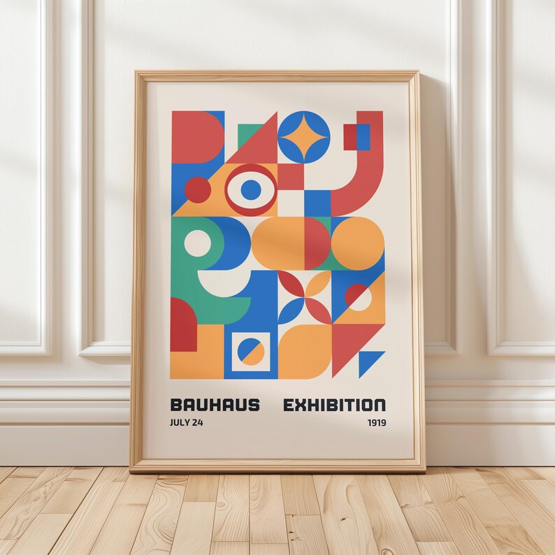 Vintage Bauhaus Exhibition Poster - July 24, 1919 Art Print | Colorful ...