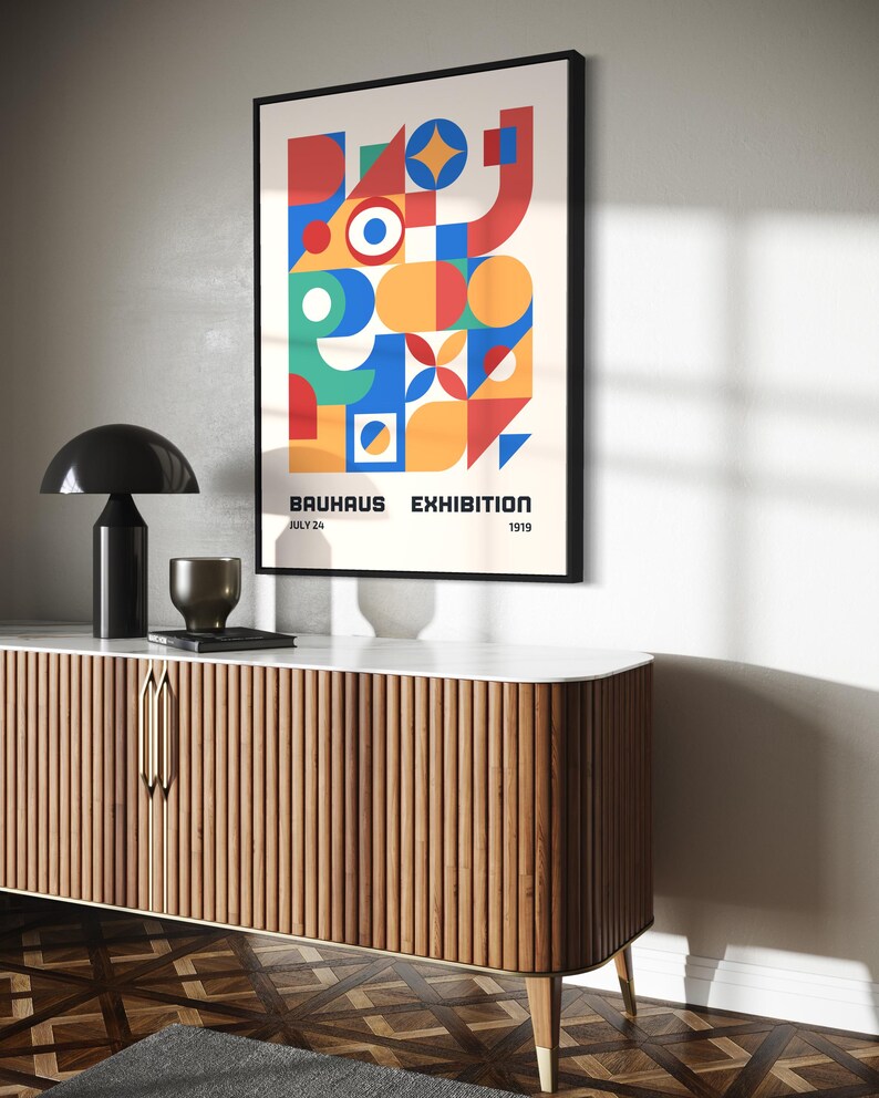 Vintage Bauhaus Exhibition Poster - July 24, 1919 Art Print | Colorful ...