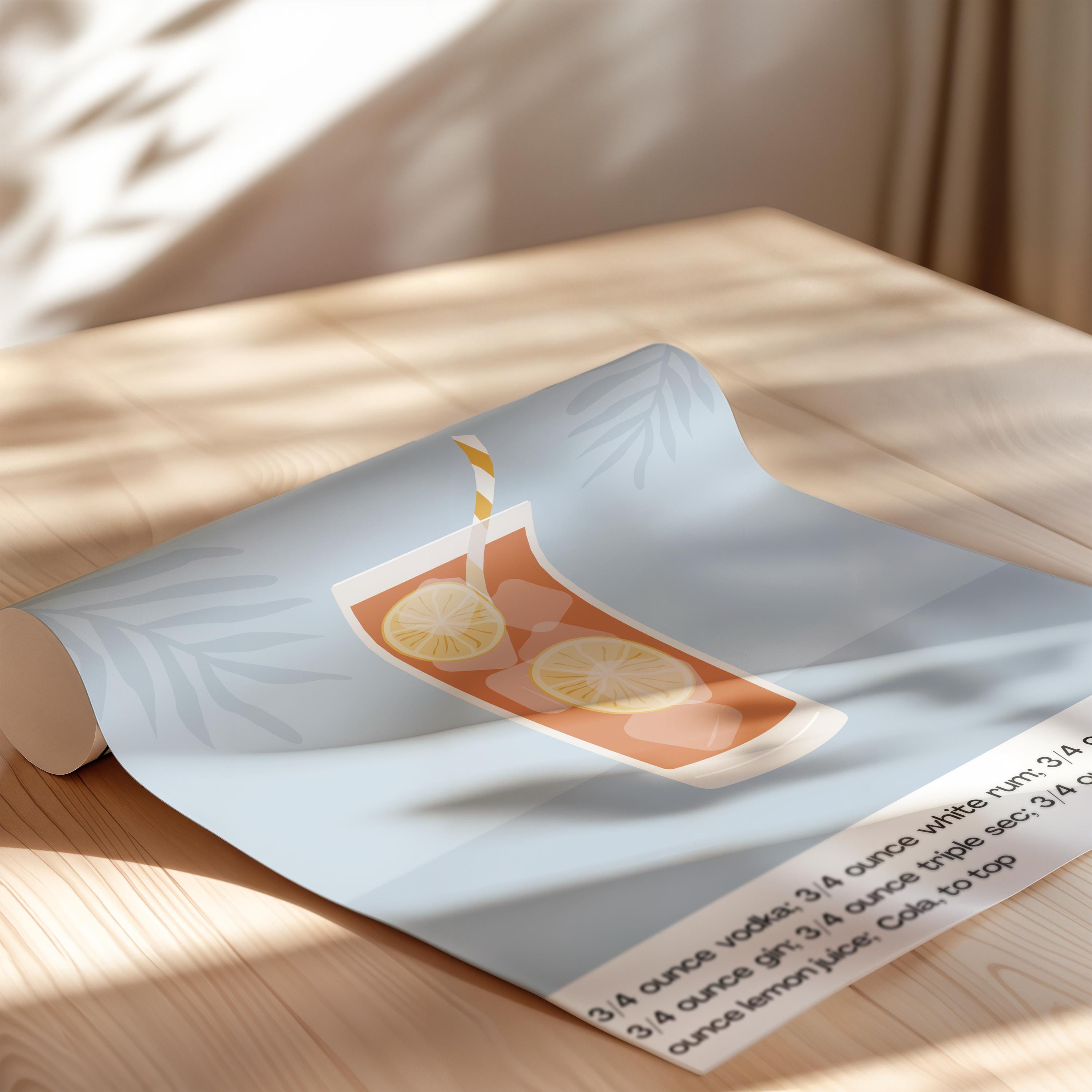 Long Island Iced Tea Recipe Poster Modern Kitchen & Cocktail Art Print ...