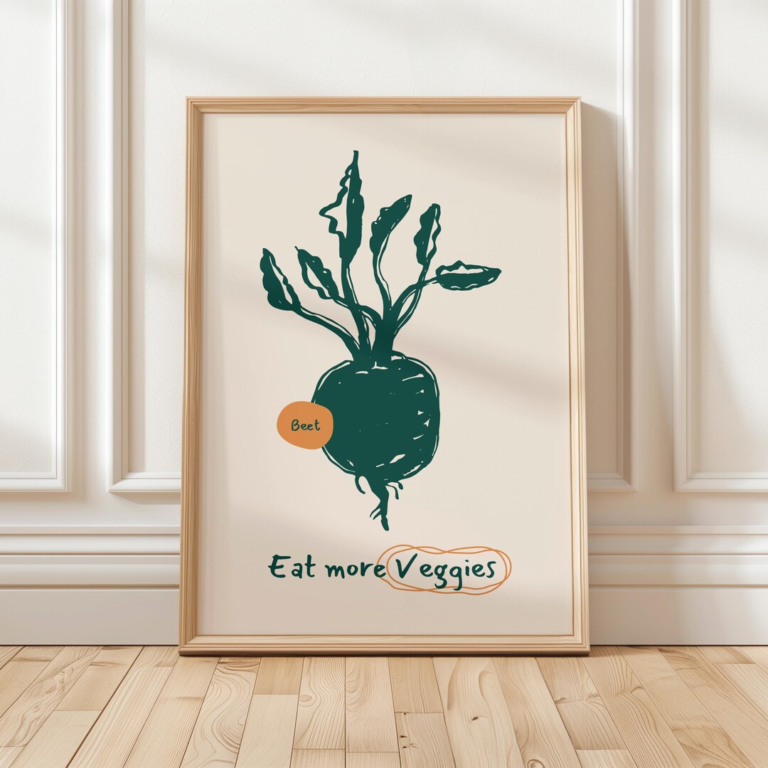 Eat More Veggies Beet Poster | Modern Kitchen & Healthy Eating Art ...