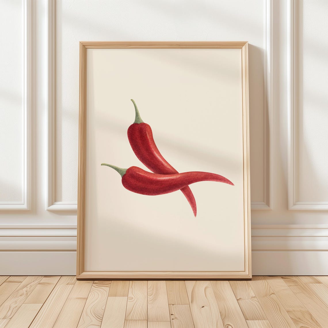 Red Chili Peppers Poster Spicy Kitchen Wall Decor Minimalist Food Art ...