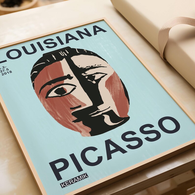 Picasso Ceramic Exhibition Poster | Minimalist Tribal Mask Artwork ...
