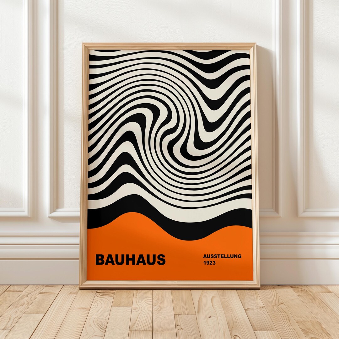 Bauhaus 1923 Exhibition Black, White, and Orange Abstract Waves Art ...