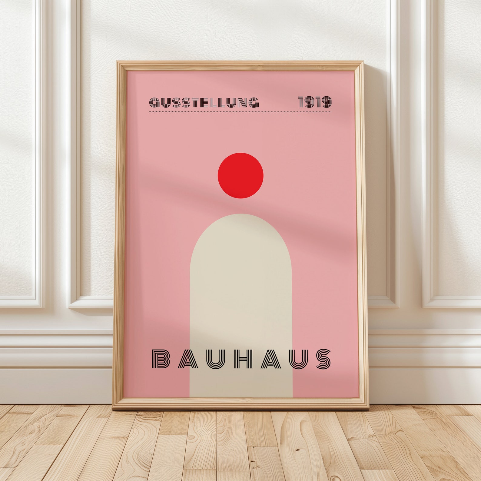 Vintage Bauhaus Exhibition Poster 1919 Art Print Minimalist Pink & Red ...