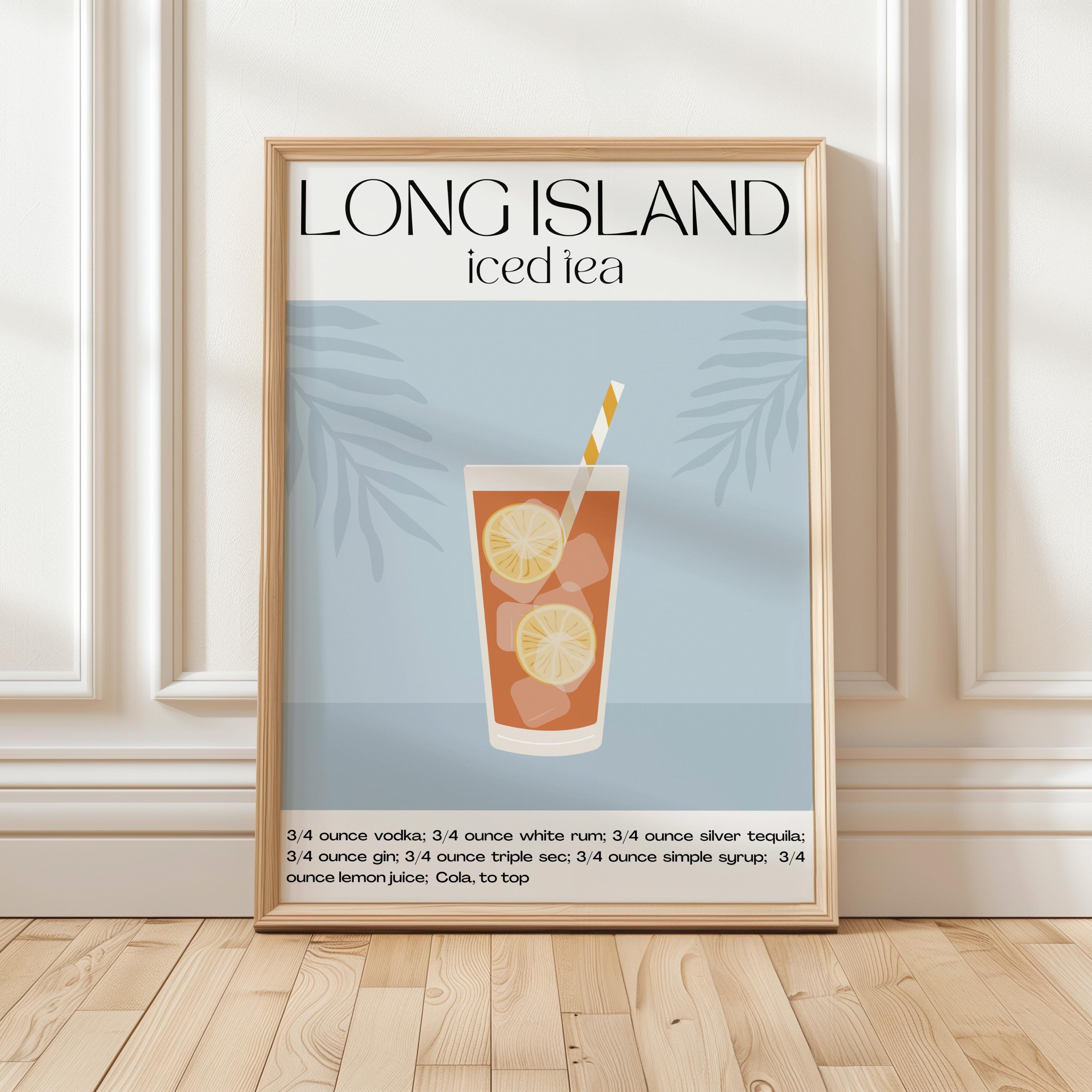 Long Island Iced Tea Recipe Poster Modern Kitchen & Cocktail Art Print ...