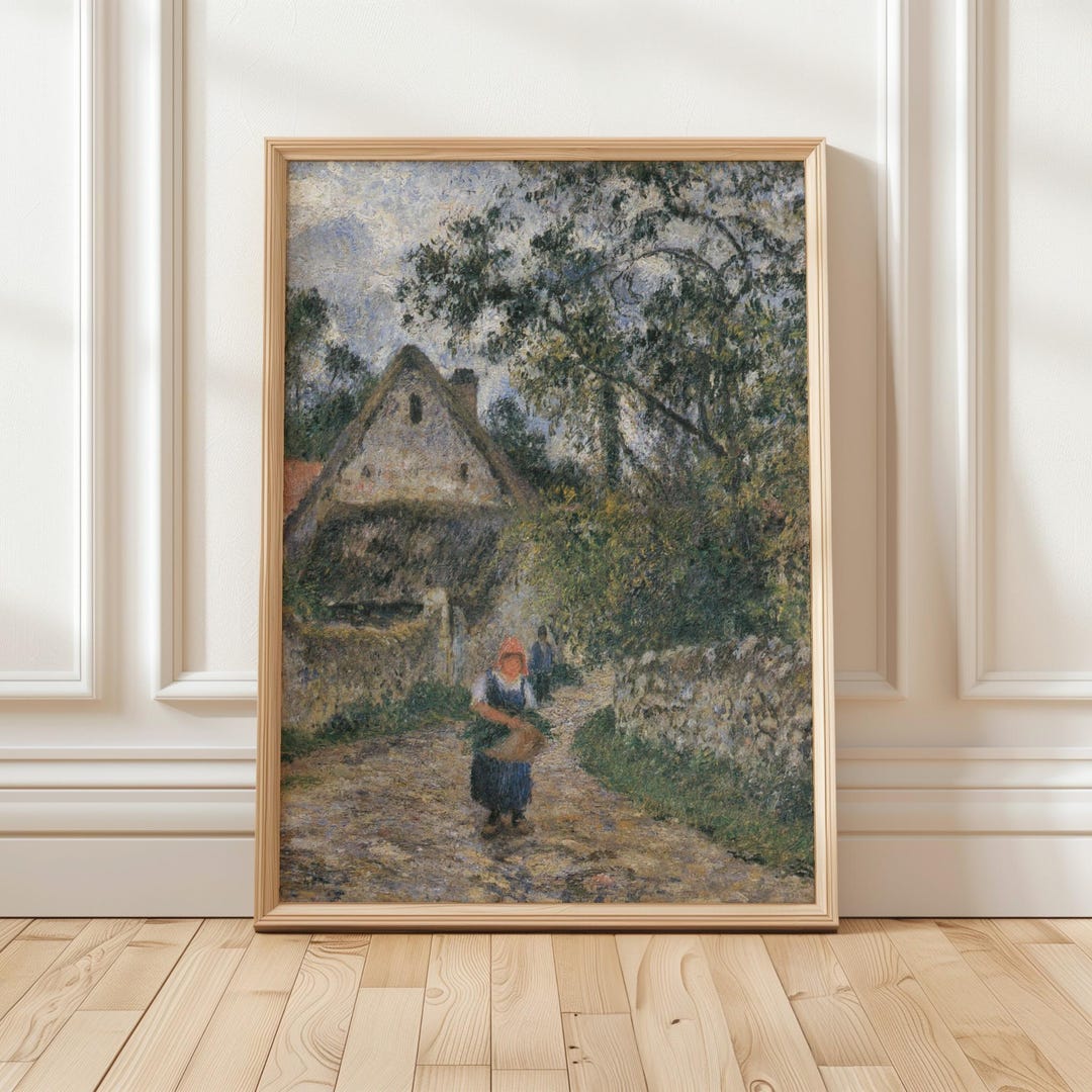 Chaumières Au Valhermeil With Figure by Camille Pissarro 1880 A ...