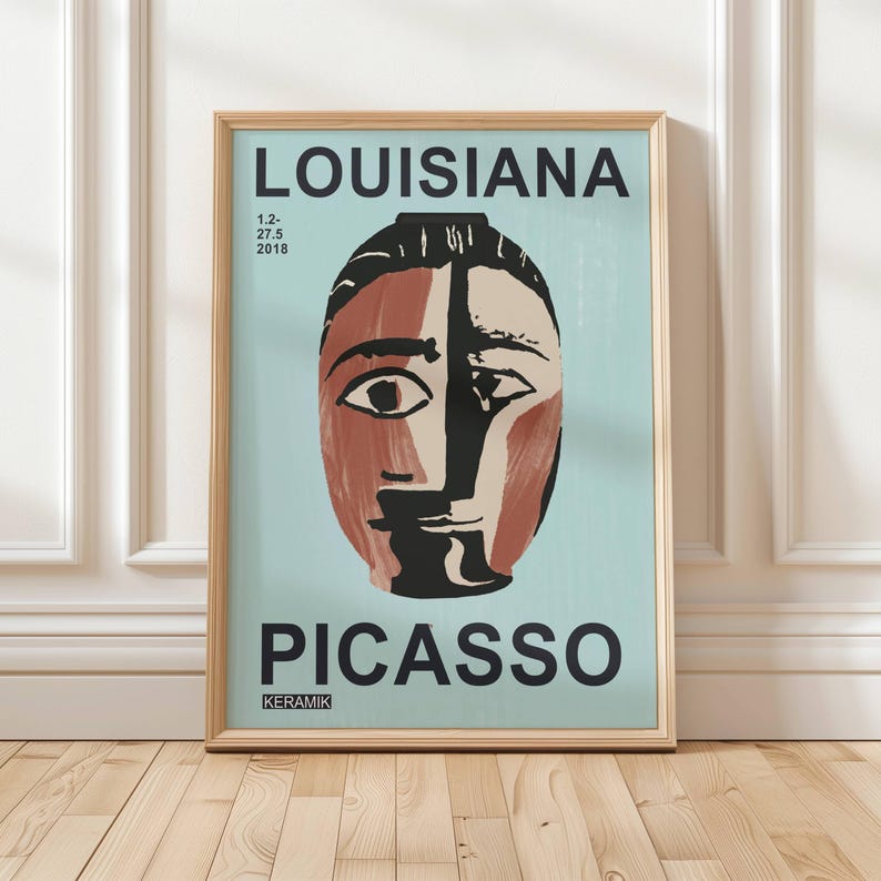 Picasso Ceramic Exhibition Poster | Minimalist Tribal Mask Artwork ...