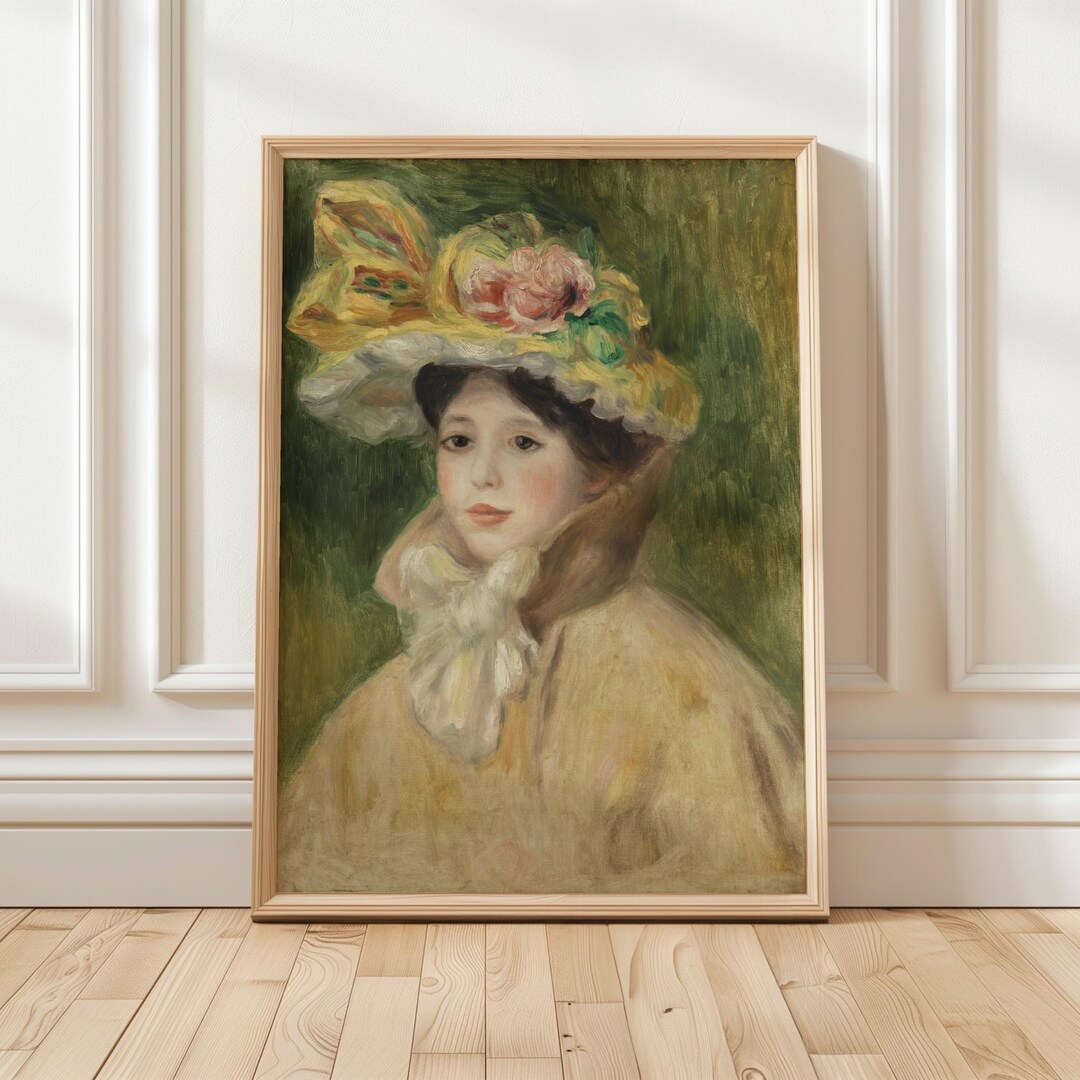 Mulher com Capeline: Impressão artística de Pierre-Auguste Renoir Pôster de retrato ...