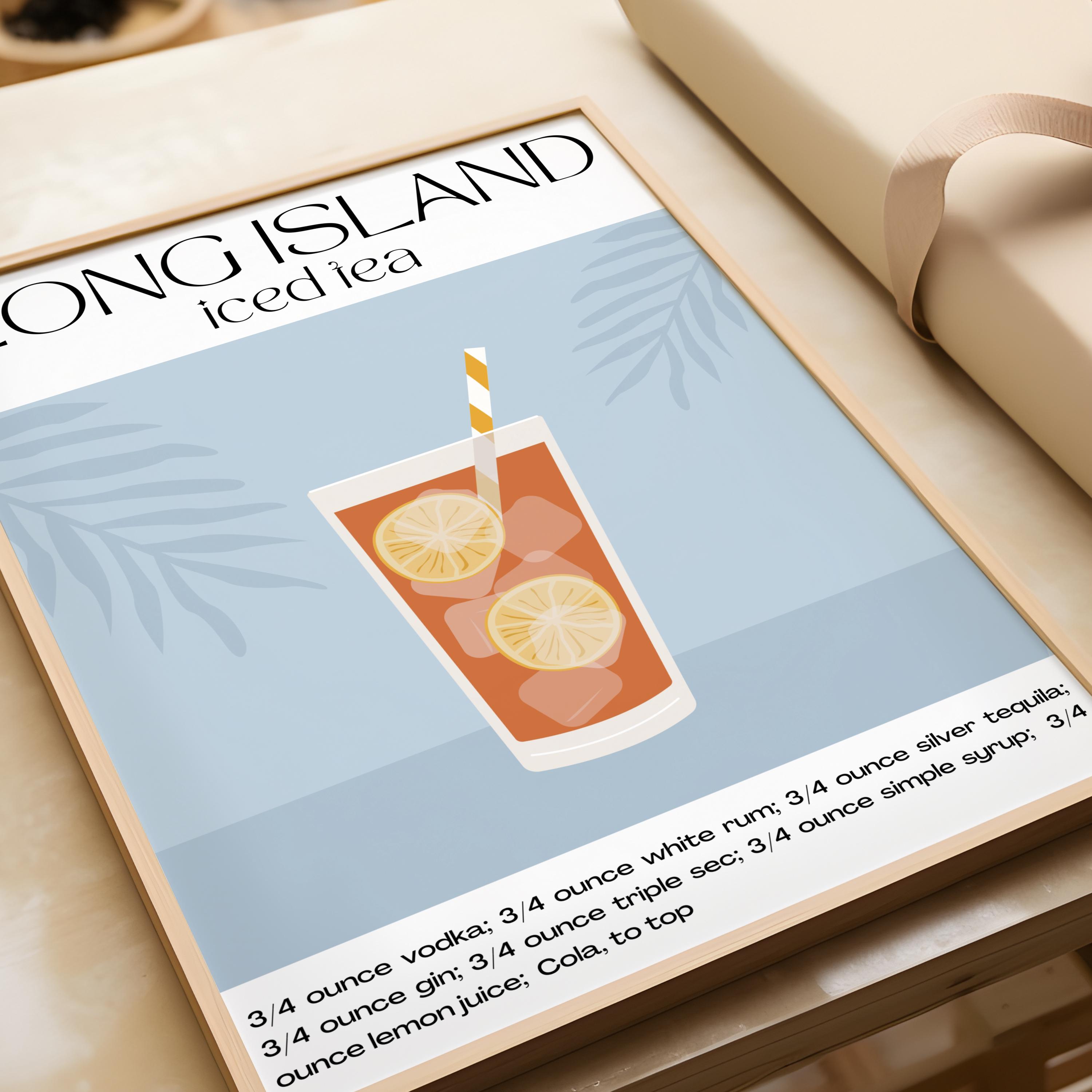 Long Island Iced Tea Recipe Poster Modern Kitchen & Cocktail Art Print ...