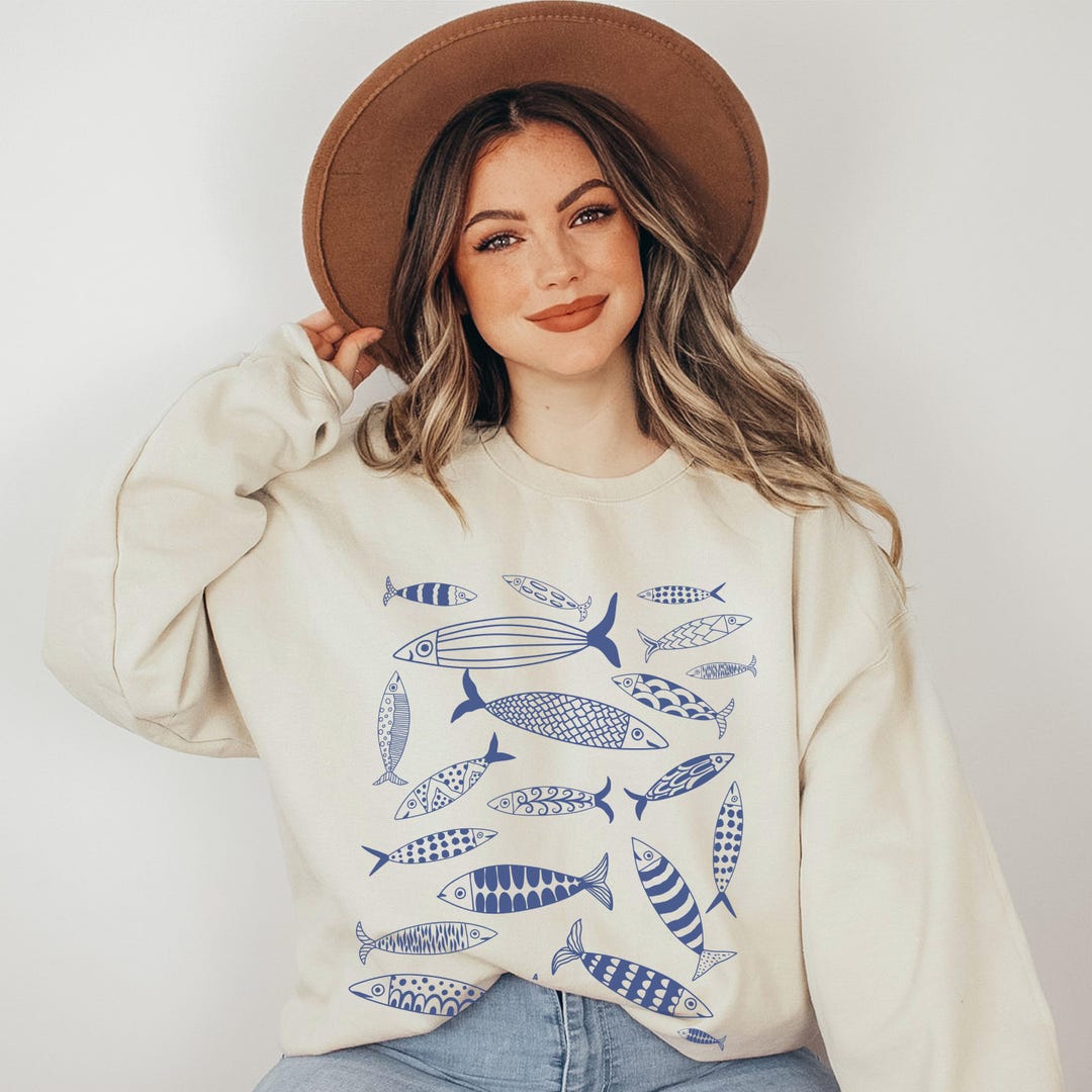 Sardines Sweatshirt Fisherman Aesthetic Tinned Fish Shirt Coastal ...