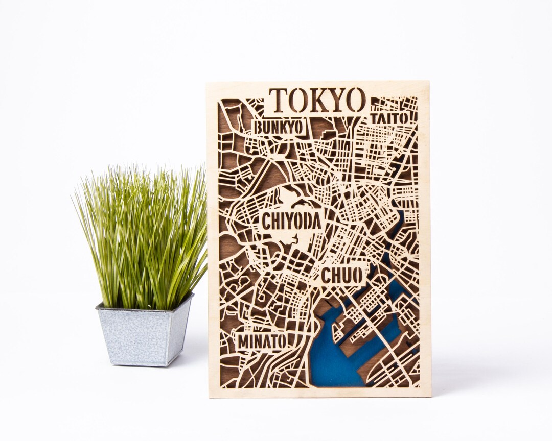 Tokyo Map, Japanese City, Laser Cut Wood SVG, Layered CNC Files, Cricut ...