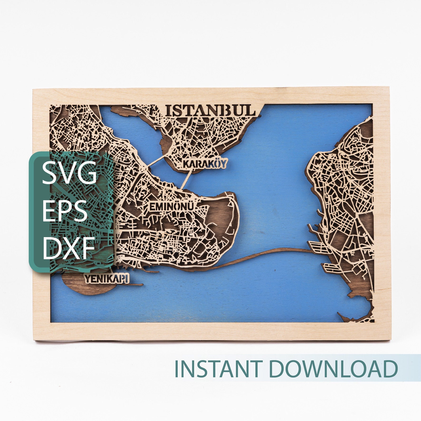 Istanbul Map, Vector Laser Cut, Wooden Cutouts, Turkish Design, Layered ...