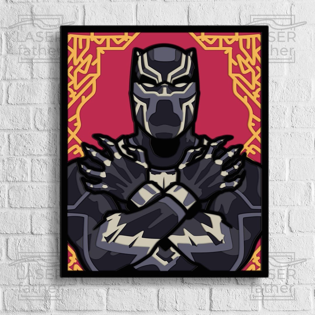 Black Panther SVG, 3D Layered Laser Cut, Avengers Cutout, Instant ...