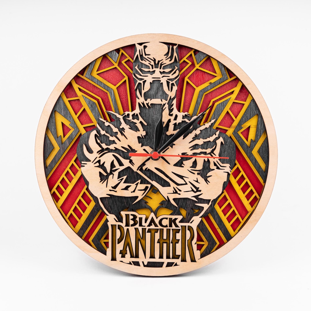 Black Panther 3D Layered Clock: Laser Cut File (SVG, AI, CDR) - Etsy