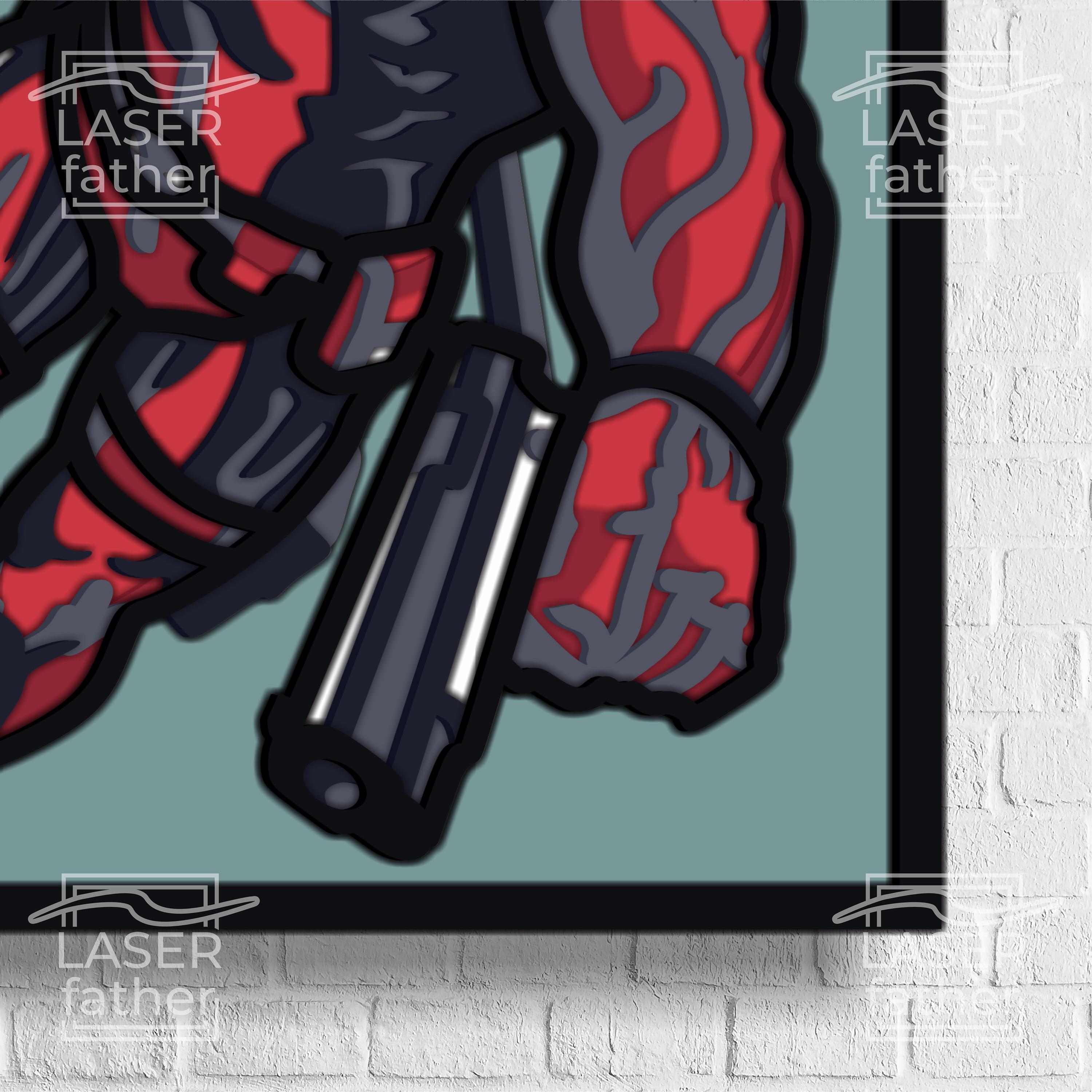 Deadpool Layered, 3D Shadow Box SVG, Superhero Laser Cut, Digital ...